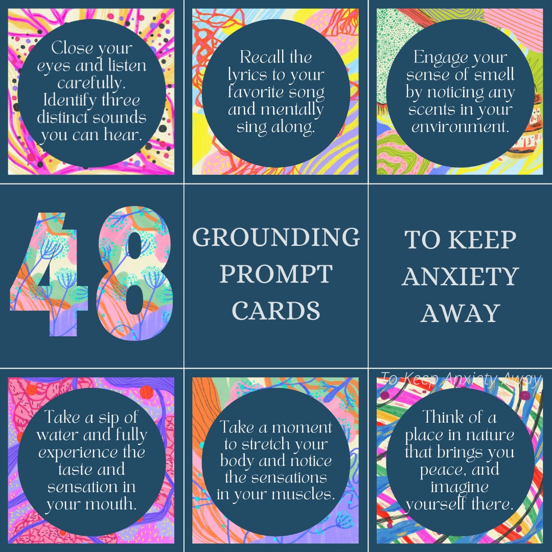 Grounding Prompt Cards to Keep Anxiety Away Self-care & - Etsy