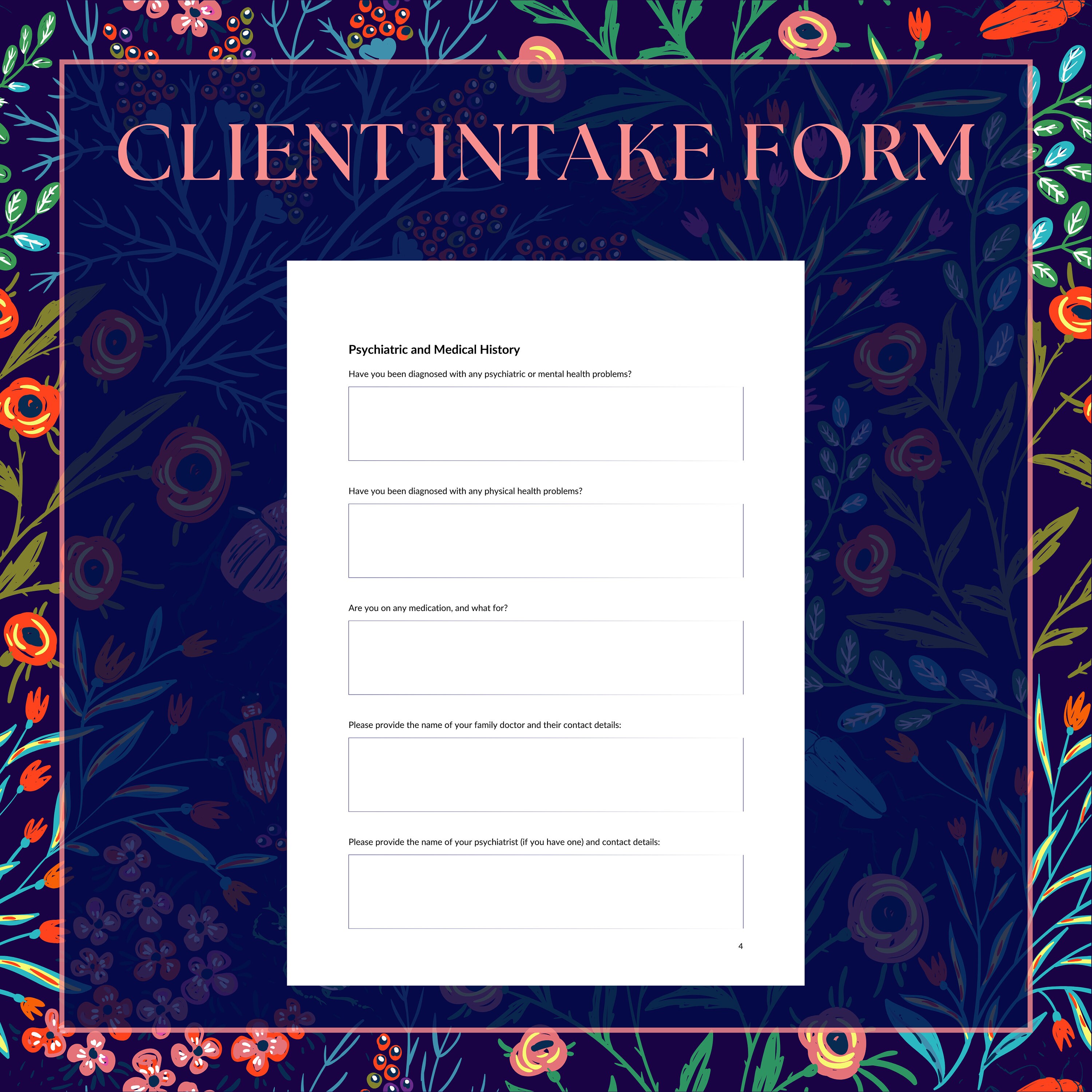 Client Intake Form Canva Template. New Therapist Therapy Tool ...