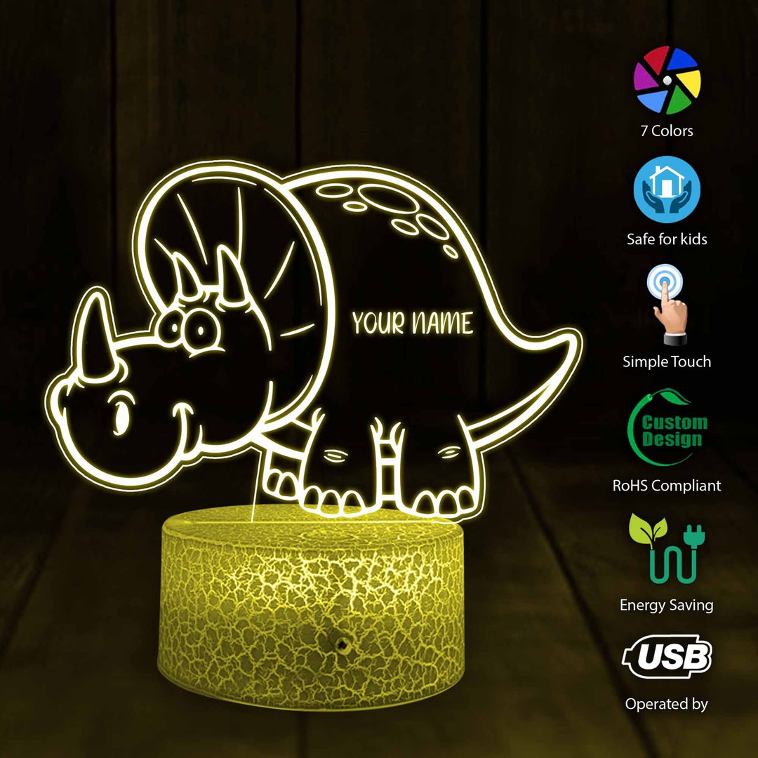 Dinosaur Personalized LED Sign, Kids Room Decor, Cool Dinosaur Decor ...