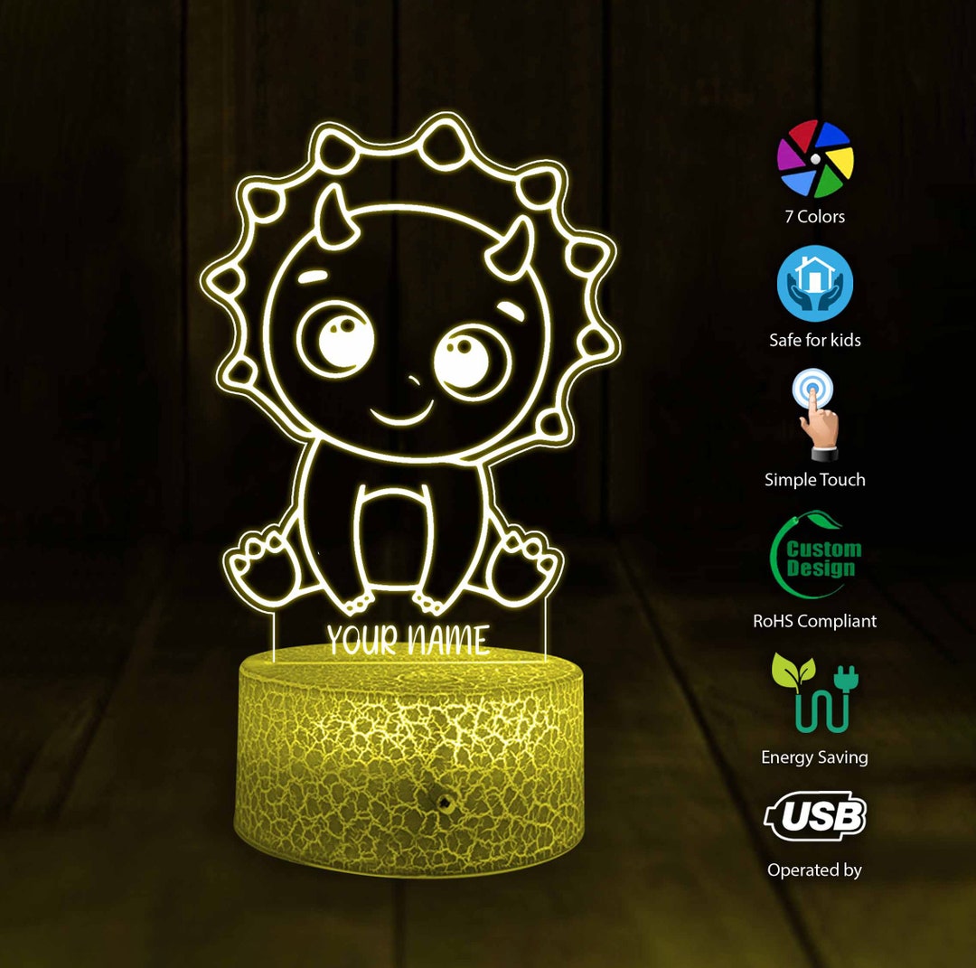 Dinosaur Personalized LED Sign, Kids Room Decor, Cool Dinosaur Decor ...