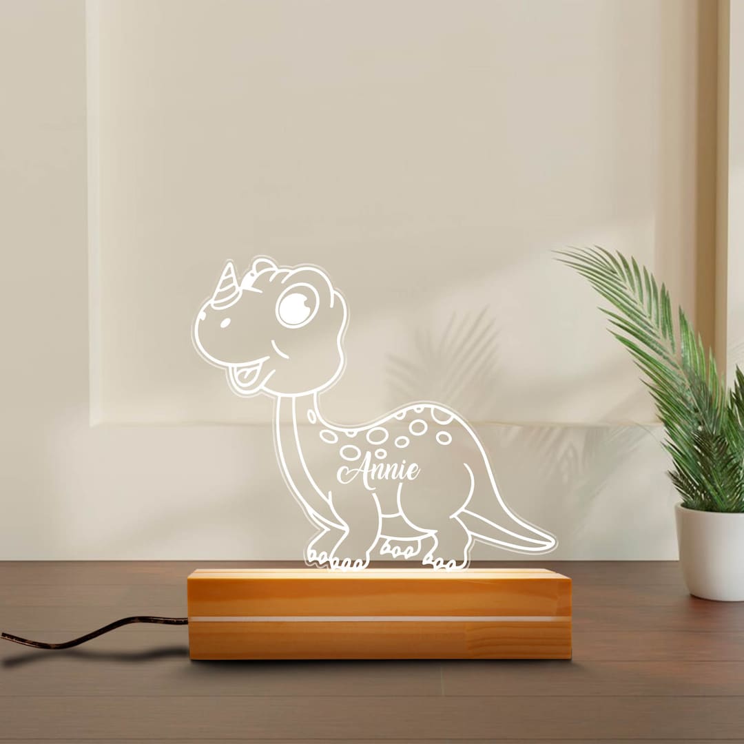 Dinosaur Personalized LED Sign, Kids Room Decor, Dinosaur Decor, Night ...