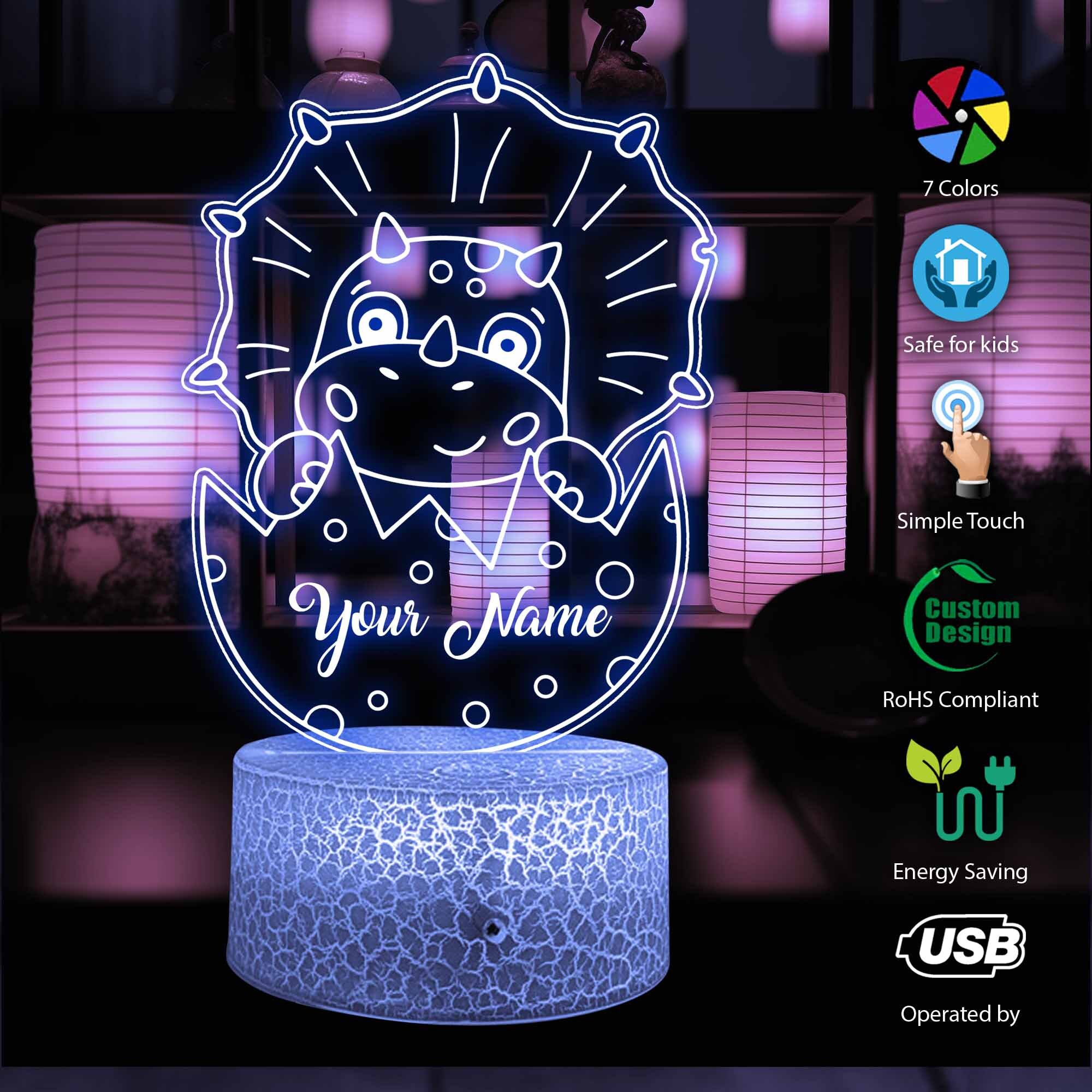 Dinosaur Personalized LED Sign, Kids Room Decor, Cool Dinosaur Decor ...