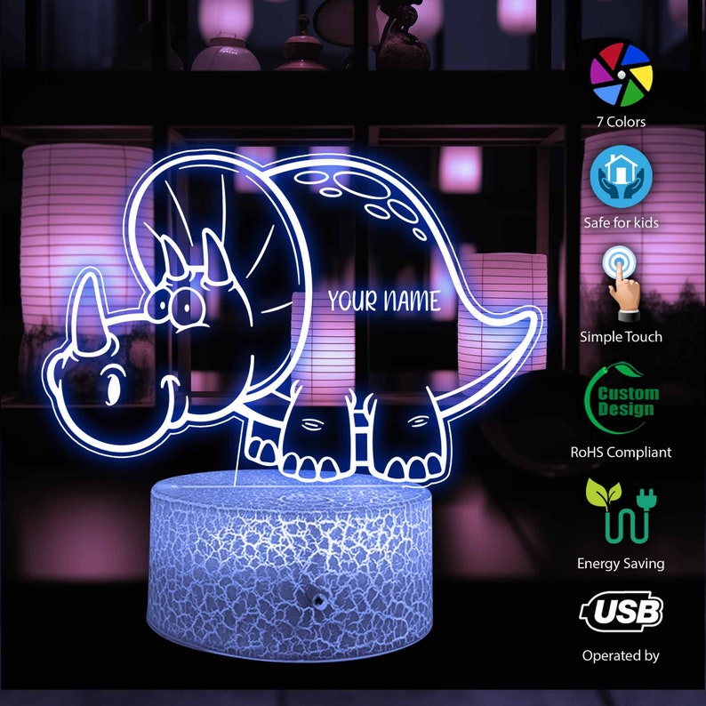 Dinosaur Personalized LED Sign, Kids Room Decor, Cool Dinosaur Decor ...