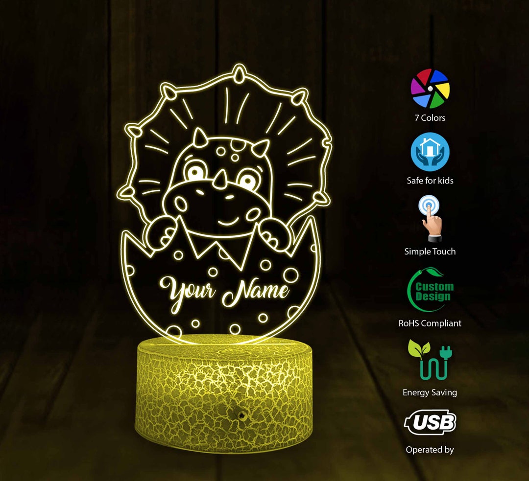 Dinosaur Personalized LED Sign, Kids Room Decor, Cool Dinosaur Decor ...