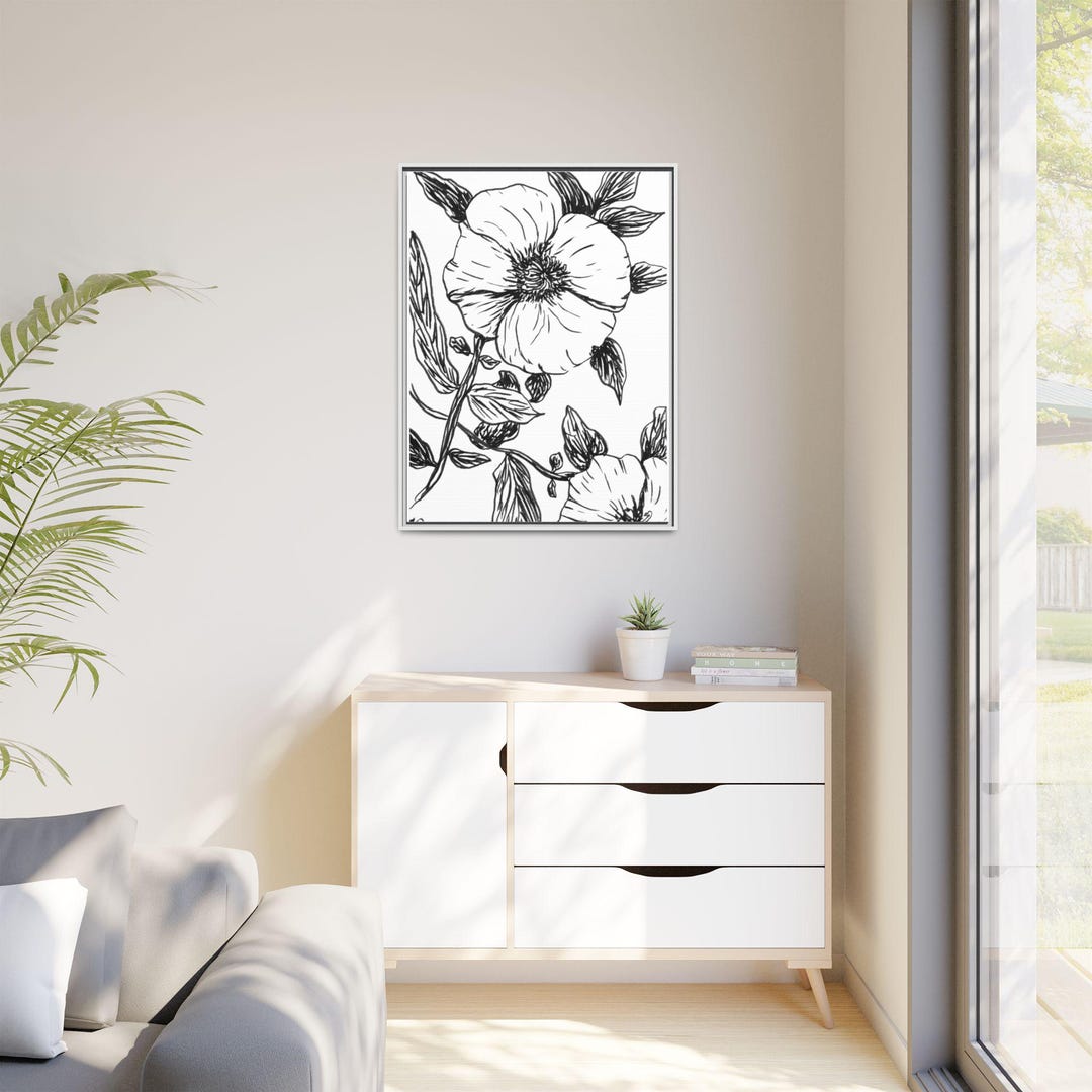 Botanical Line Art Canvas Print: Minimalist Floral Drawing - Etsy