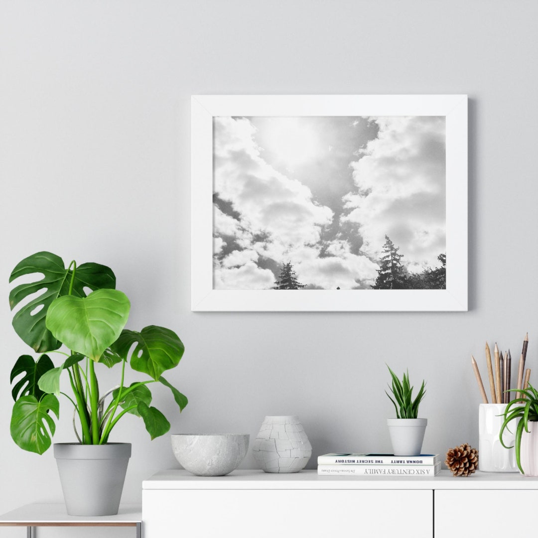 Framed Sky Photo: Overexposed Gray & White Cloudscape Art - Etsy