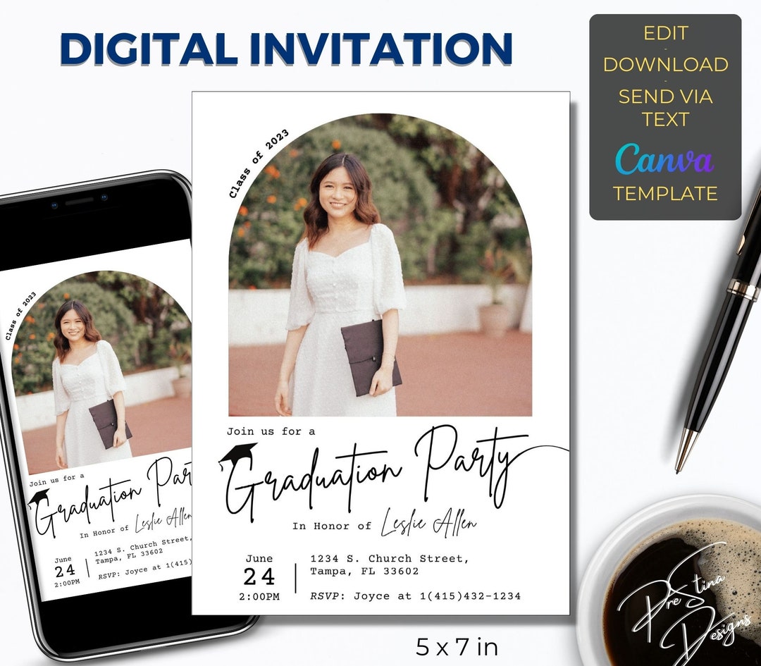 Graduation Party Invitation 2023, Digital Canva Design Template ...