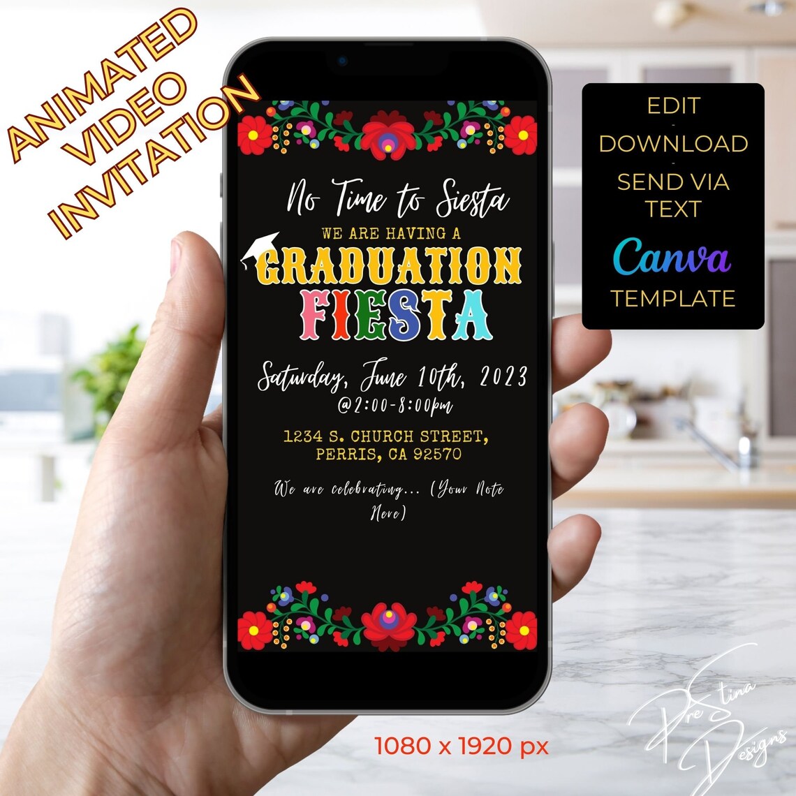 Graduation Fiesta Animated Invitation 2023, Digital Canva Design ...