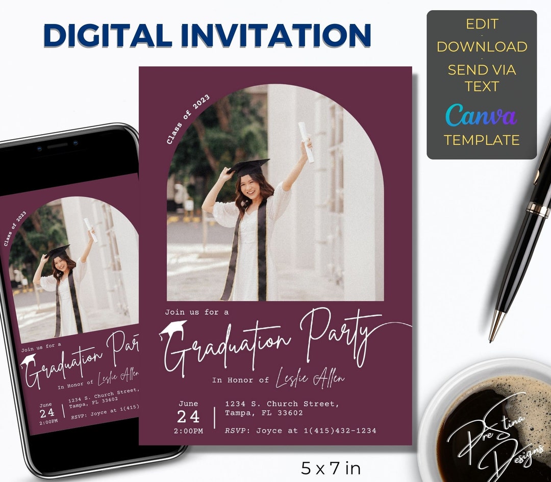 Graduation Party Invitation 2023, Digital Canva Design Template ...
