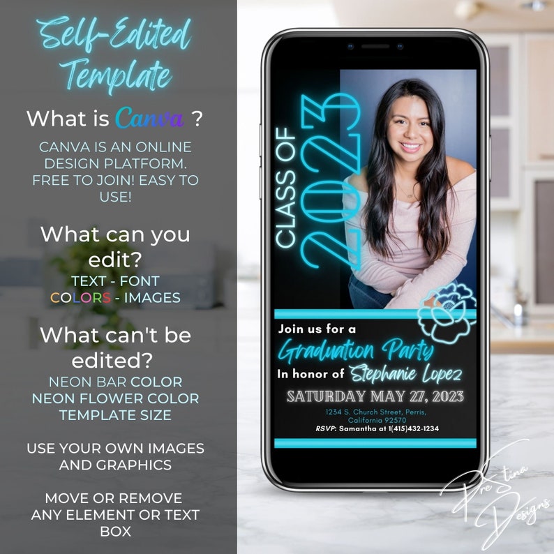 Graduation Party Invitation 2023, Animated Invite, Digital Canva Design ...