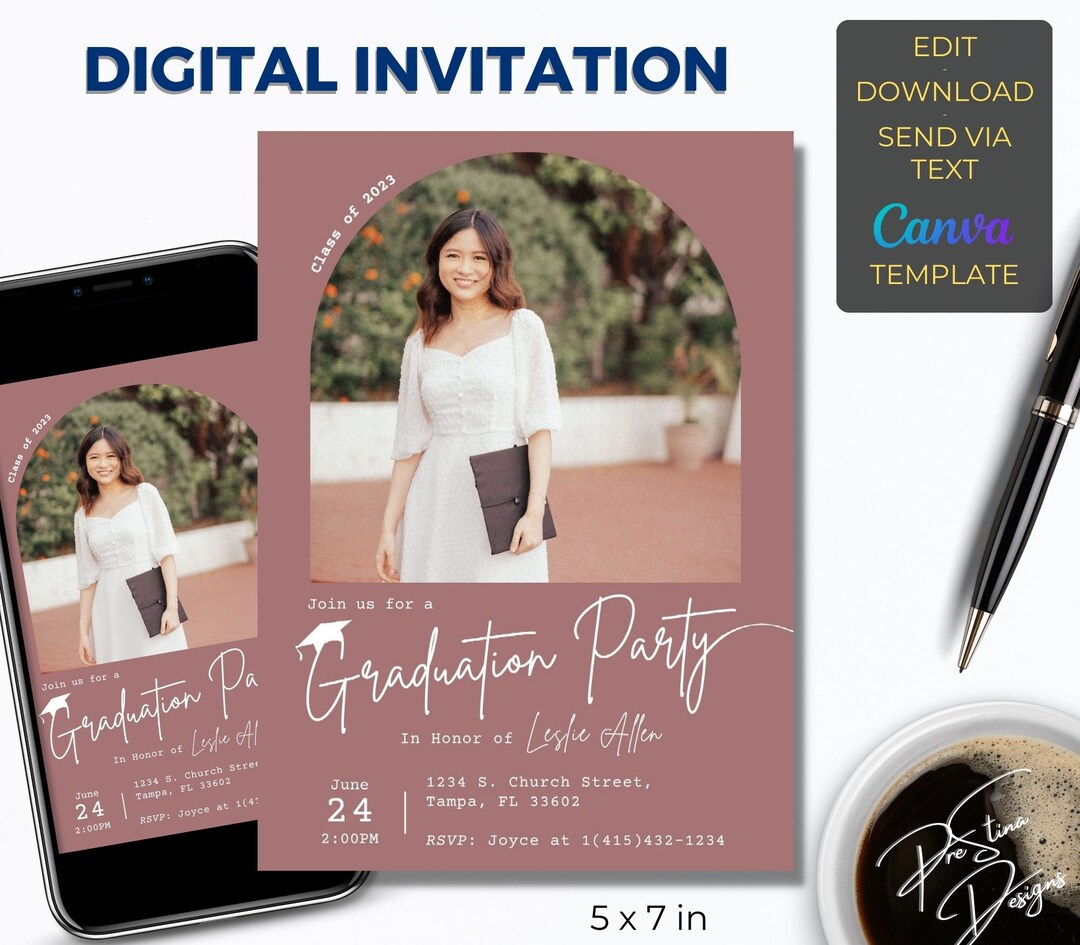 Graduation Party Invitation 2023, Digital Canva Design Template ...