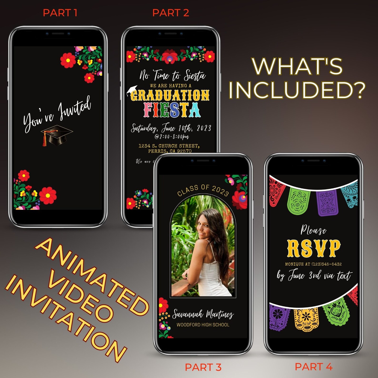 Graduation Fiesta Animated Invitation 2023, Digital Canva Design ...
