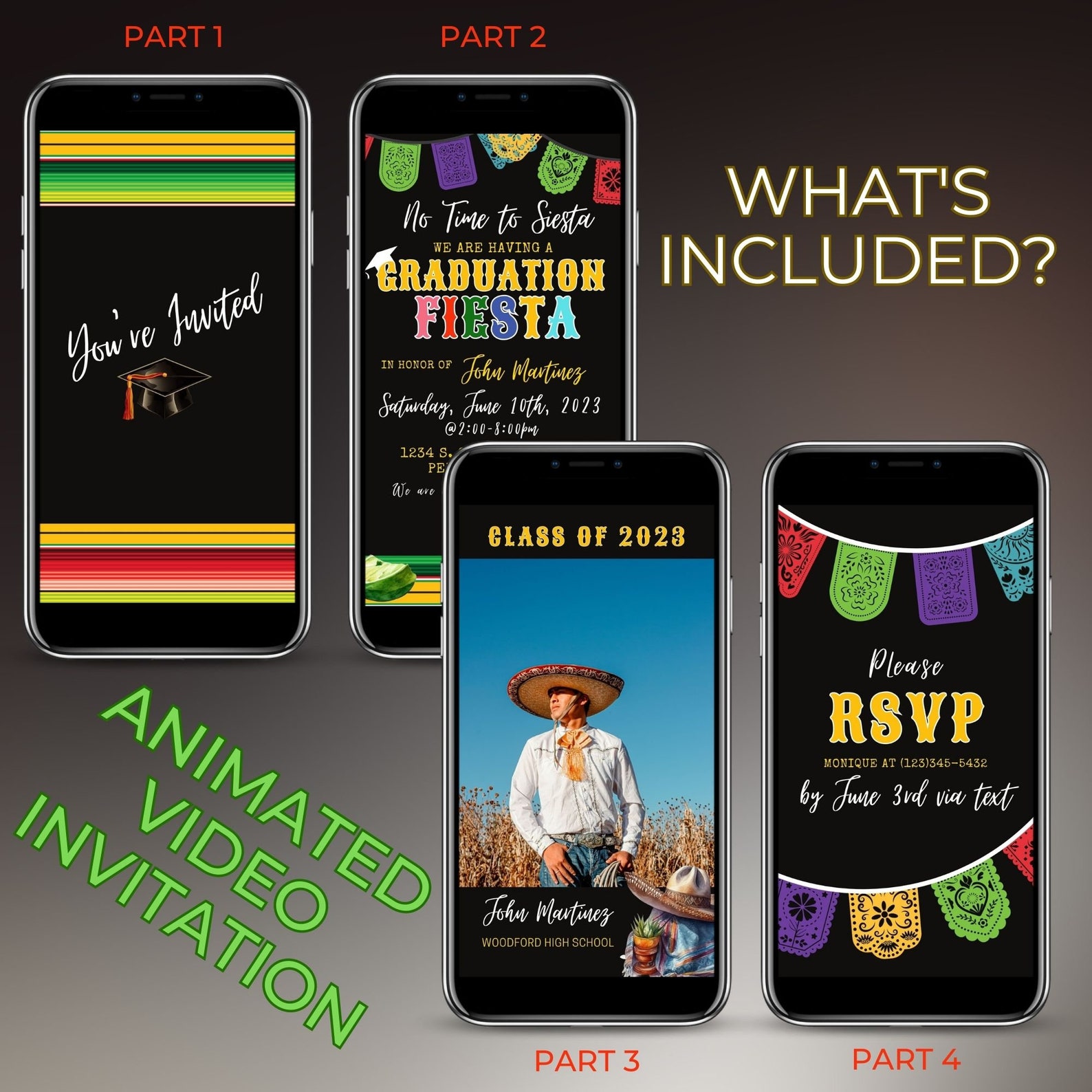 Graduation Fiesta Animated Invitation 2023 Digital Canva - Etsy