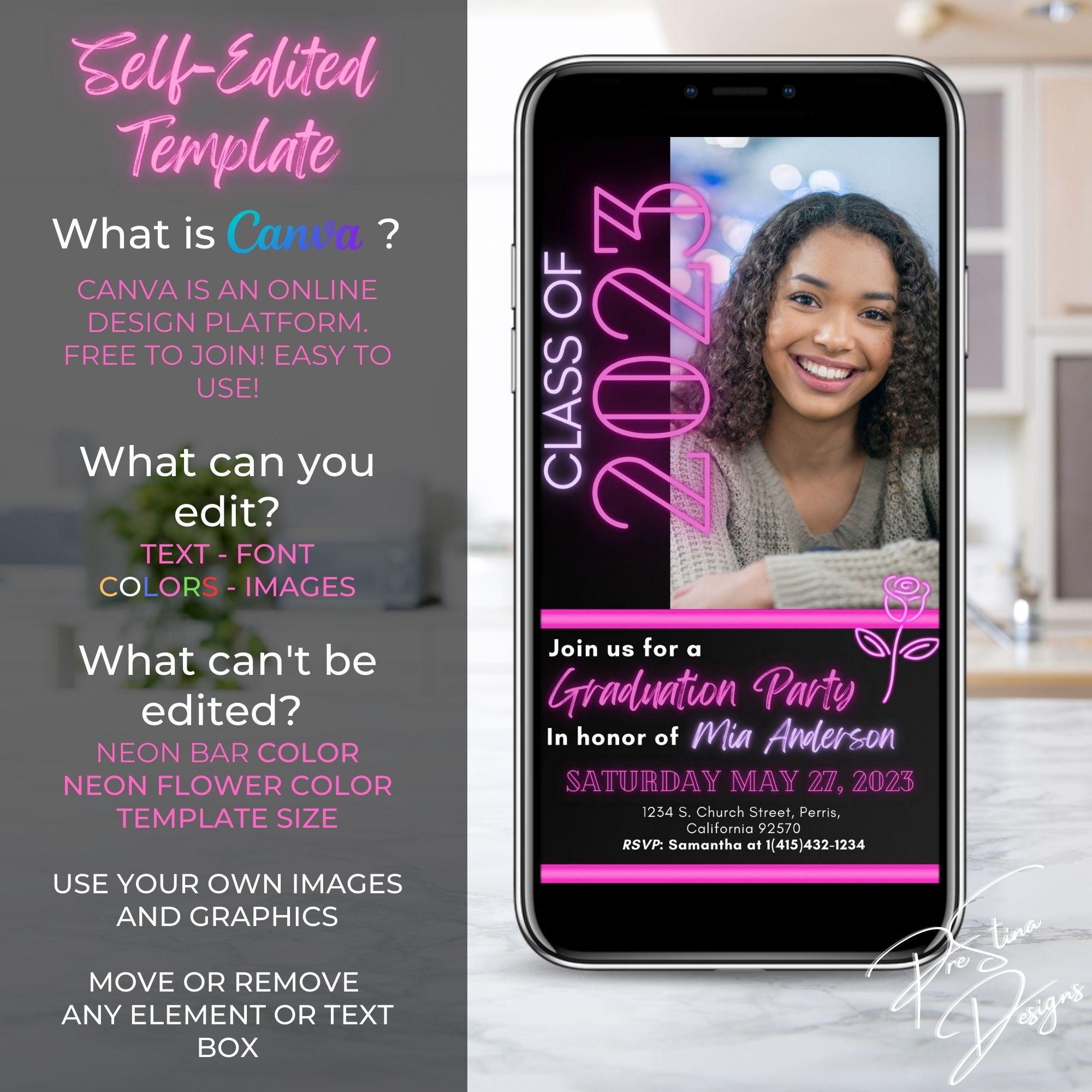 Graduation Party Invitation 2023, Animated Invite, Digital Canva Design ...