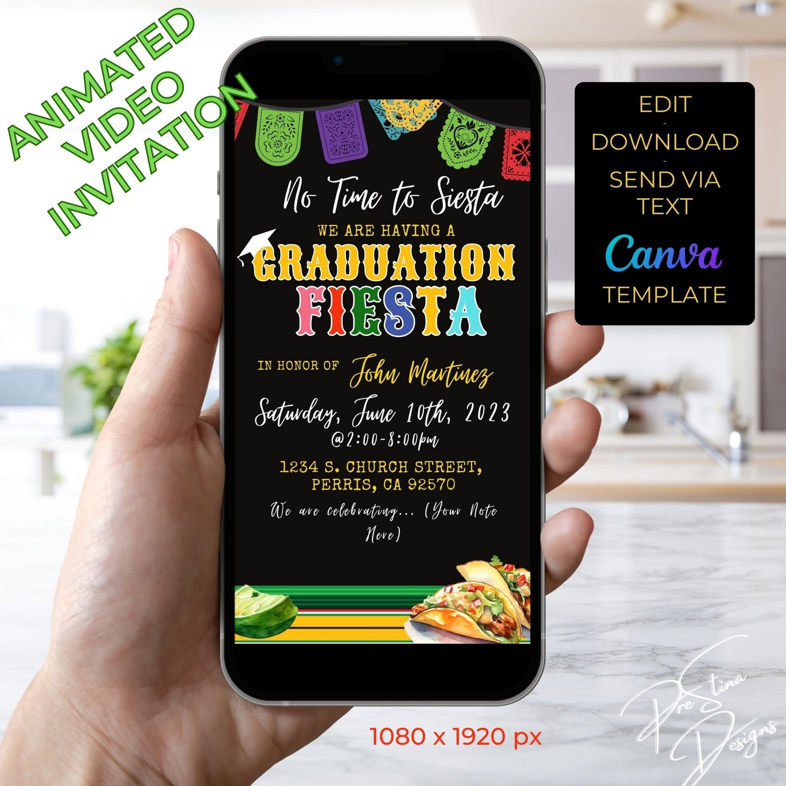 Graduation Fiesta Animated Invitation 2023, Digital Canva Design ...