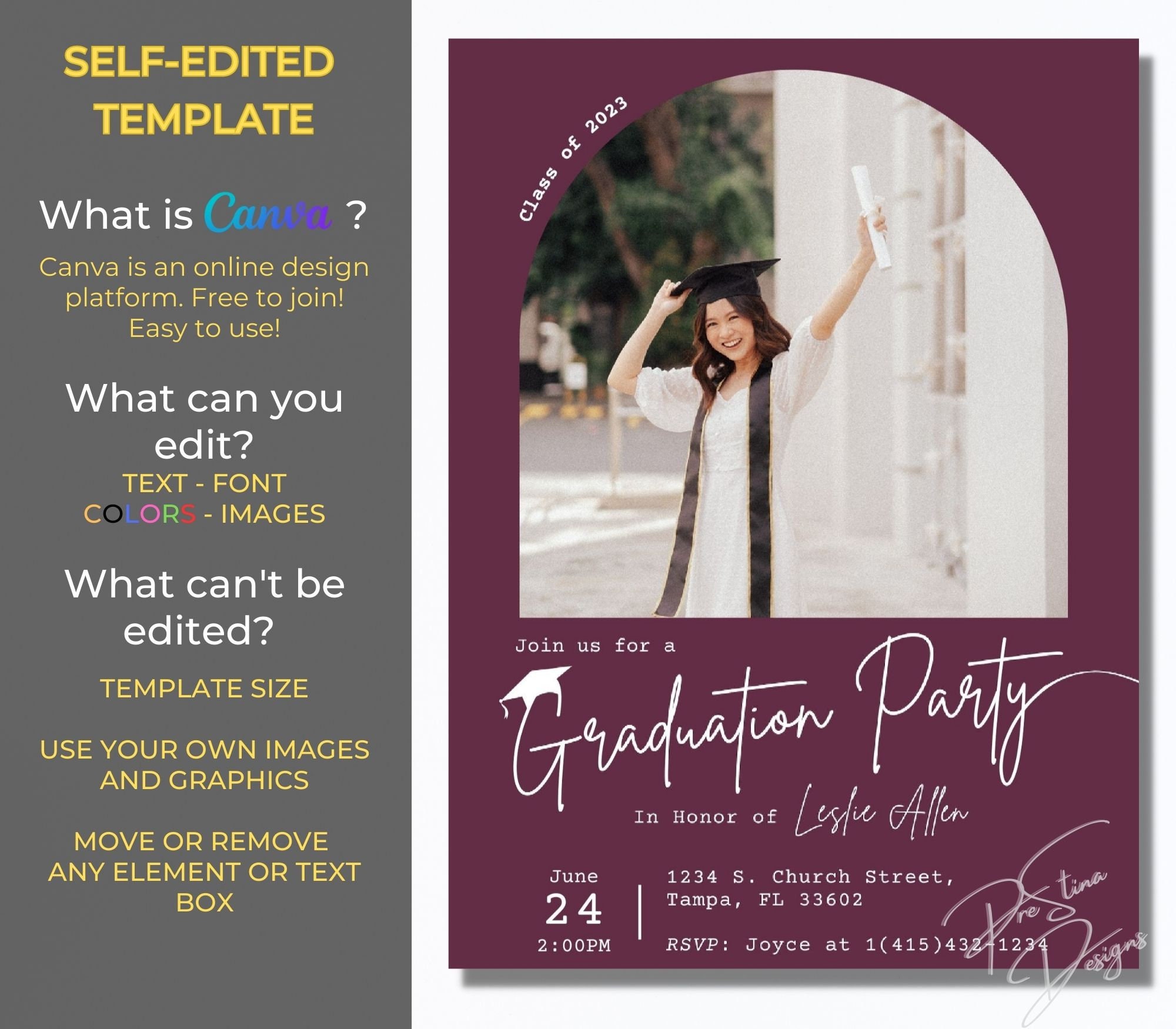 Graduation Party Invitation 2023, Digital Canva Design Template ...