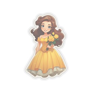 Cute Cartoon Princess Belle Sticker - Etsy