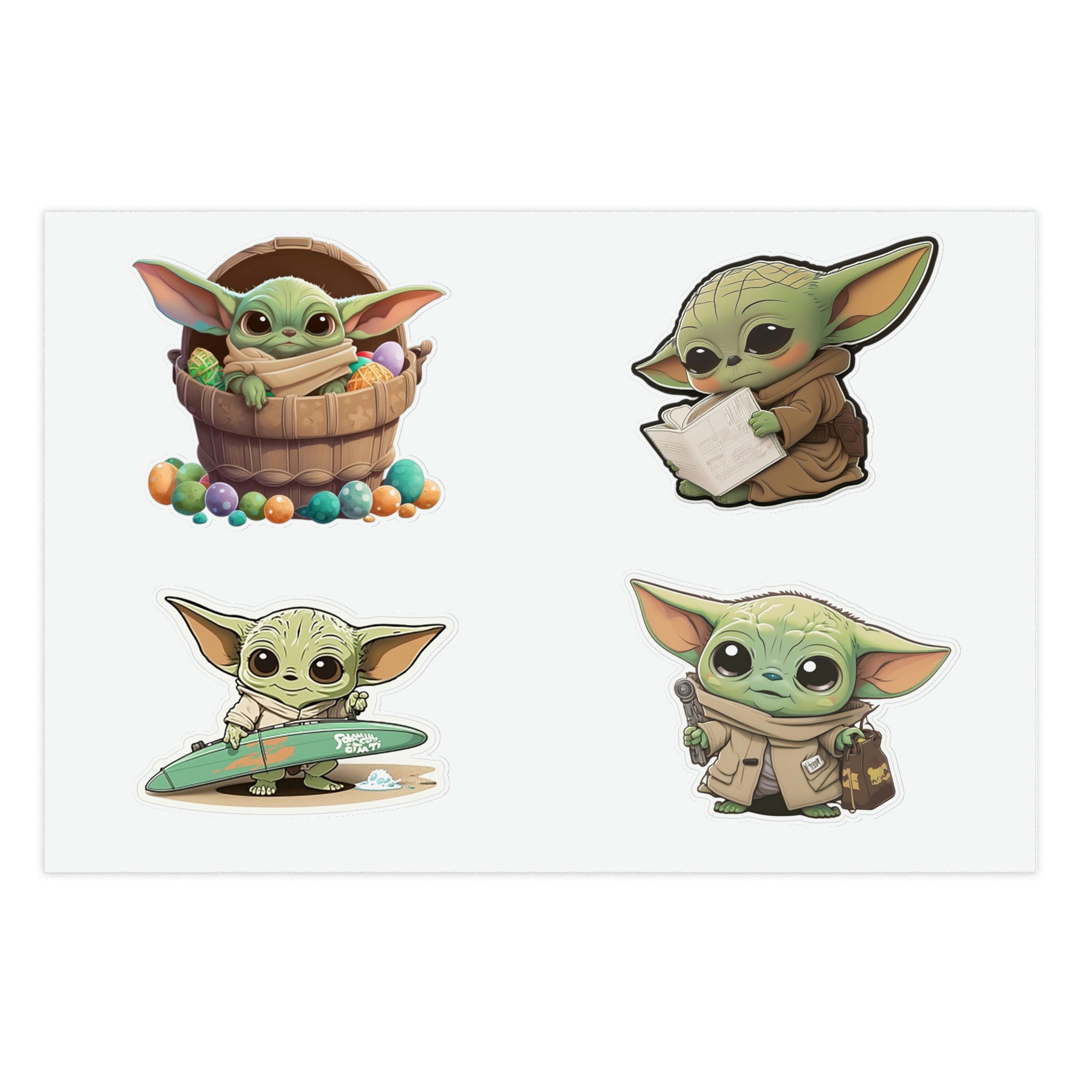 Cute Cartoon Grogu Sticker Sheet - Etsy