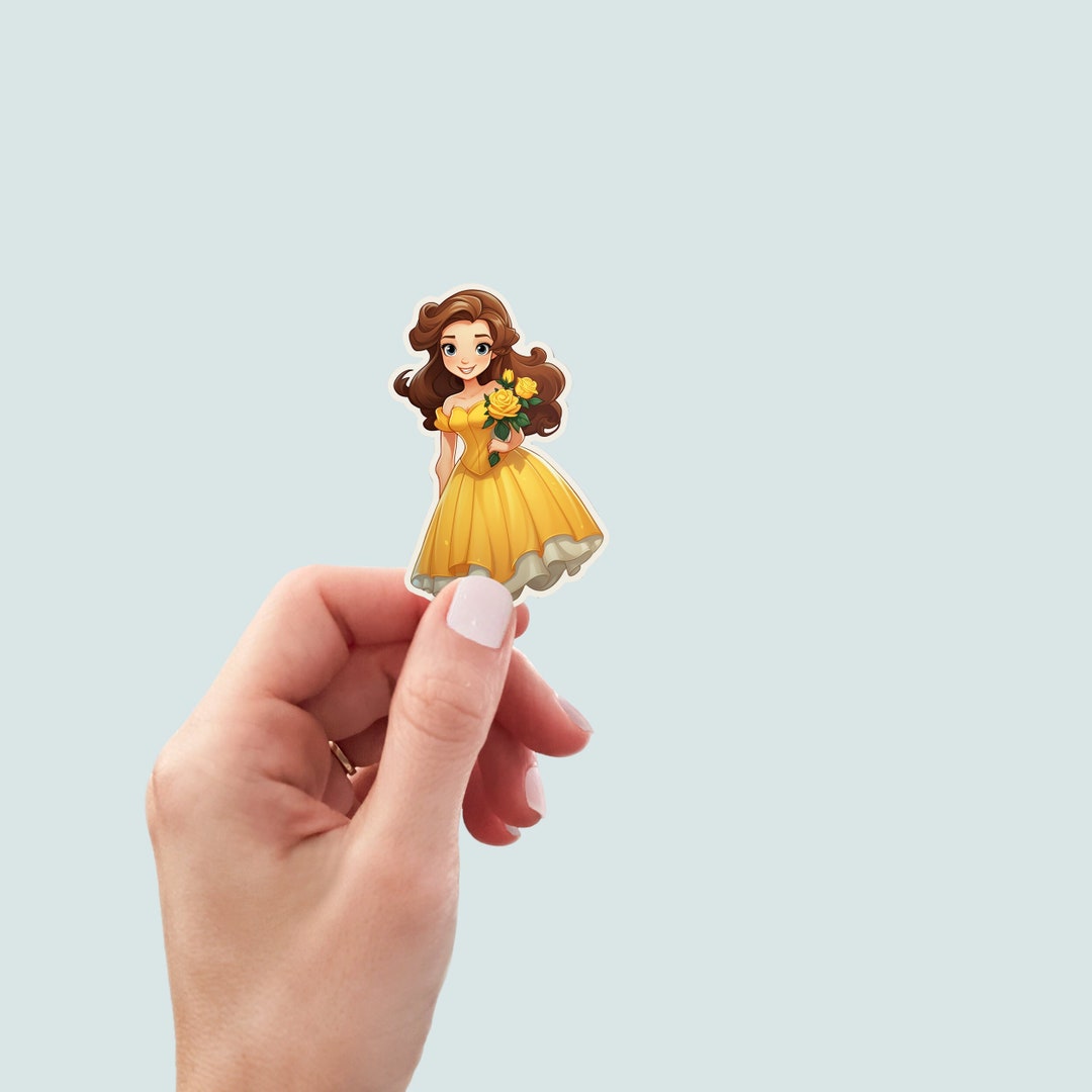 Cute Cartoon Princess Belle Sticker - Etsy