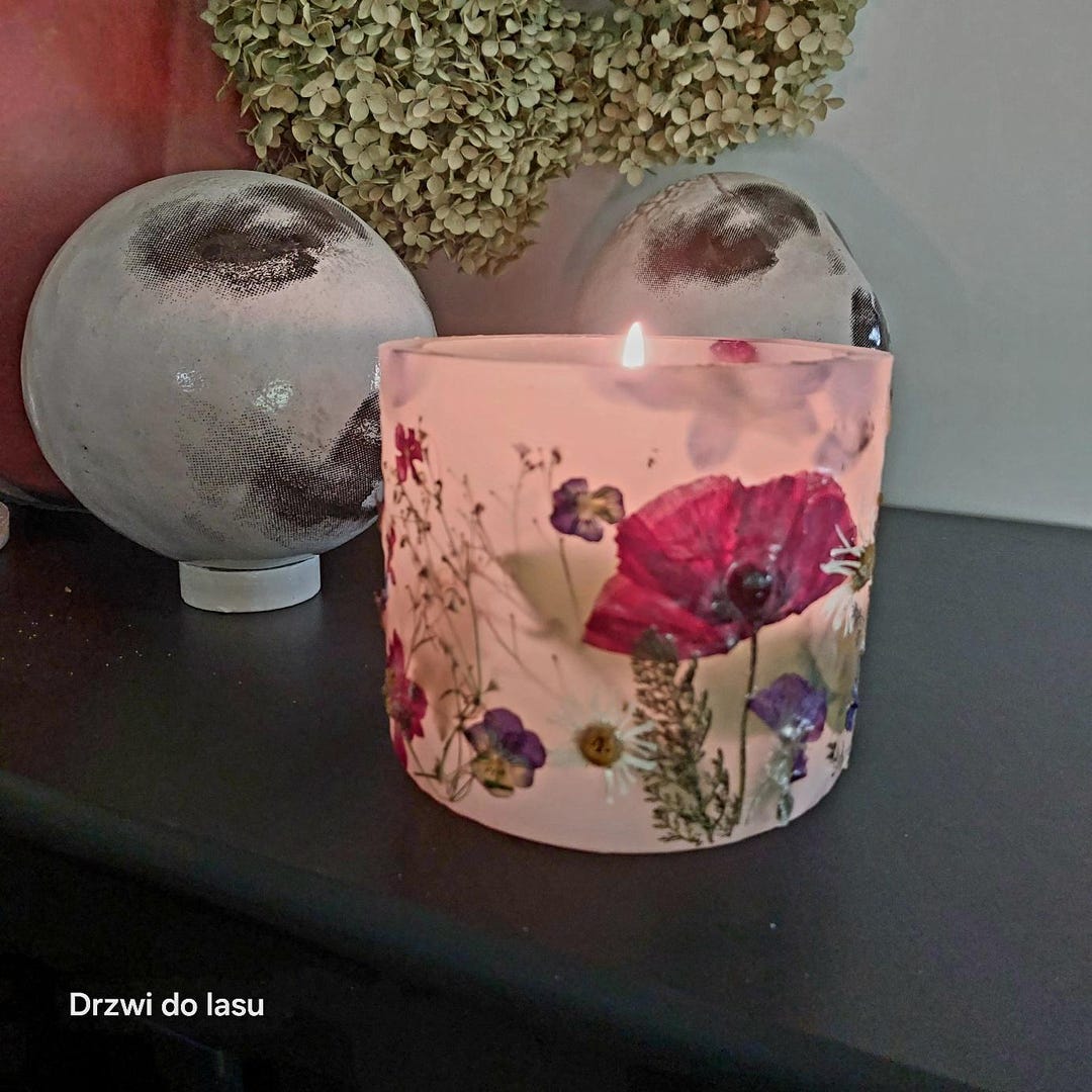 ES 6 Botanical Lantern With Dried Flowers - Handmade From Paraffin - Etsy
