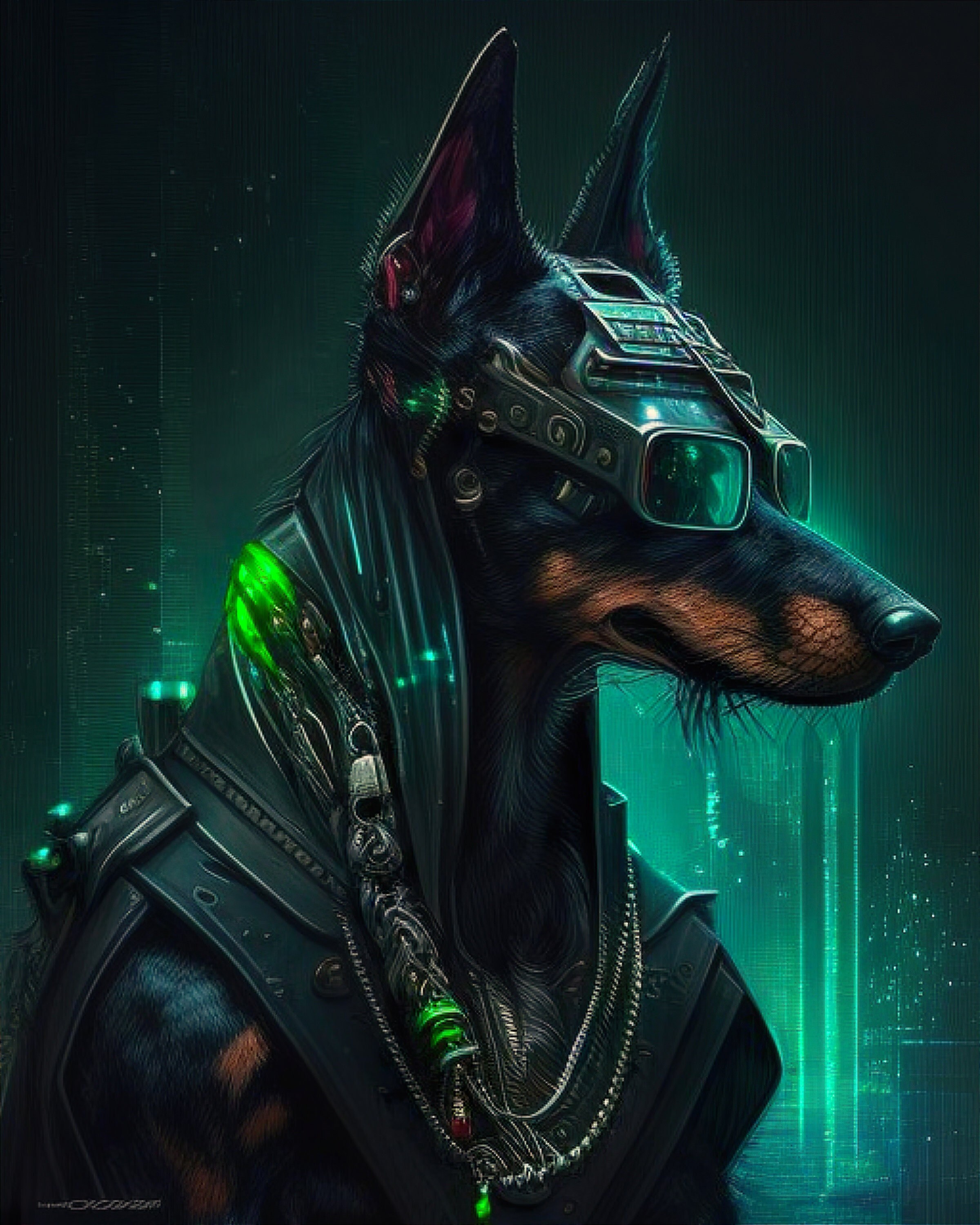 Neon Defender: 4x Printable Cyberpunk Doberman Poster A - Etsy
