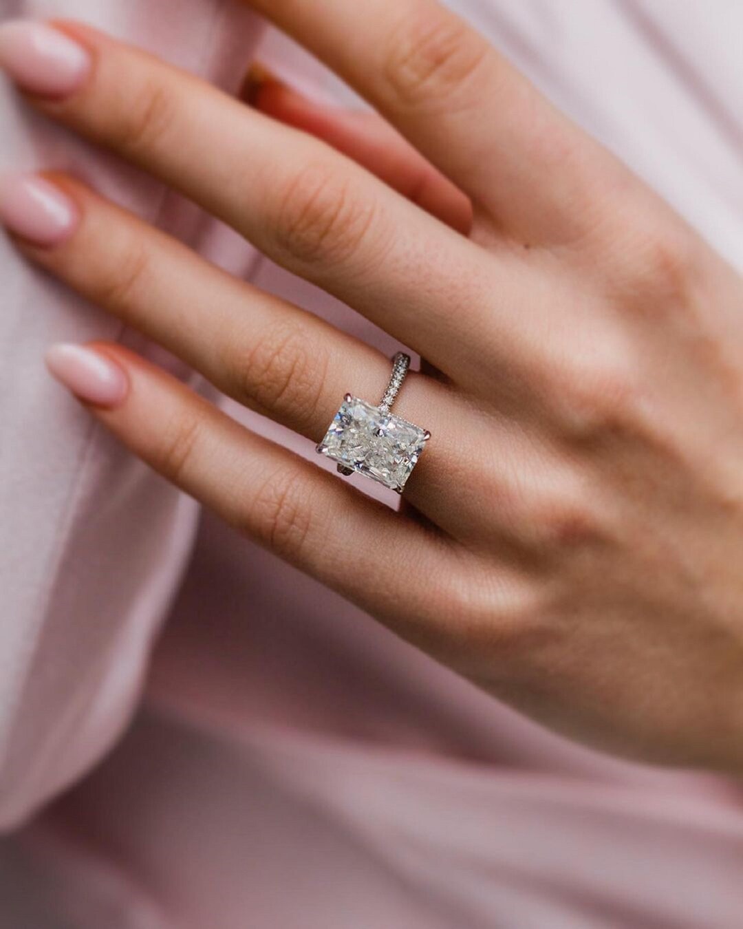 8 Ct Radiant Cut Moissanite Engagement Ring, Crushed Ice Radiant Cut ...