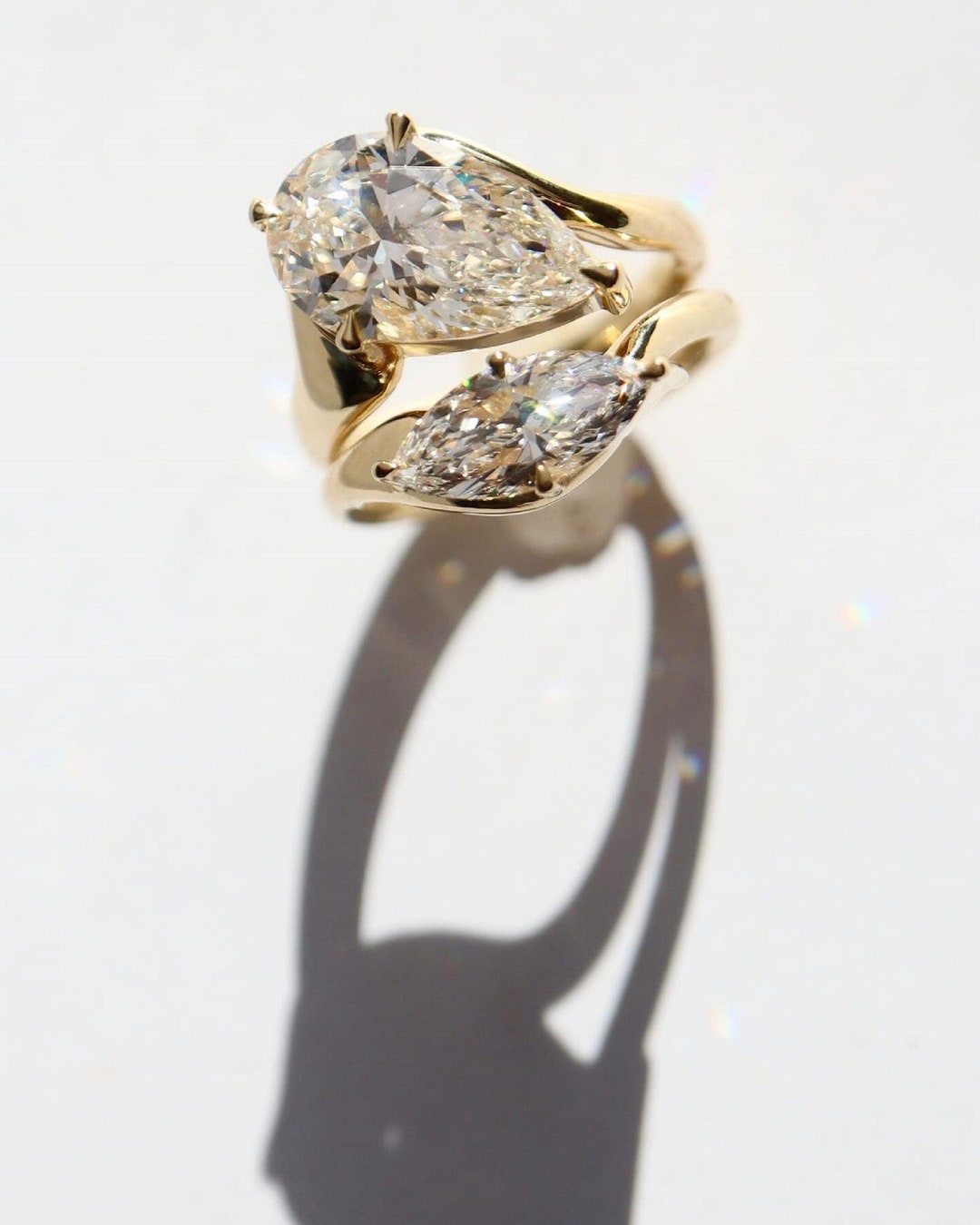 5 Ct Marquise and Pear Cut Moissanite Engagement Ring , Marquise Cut ...