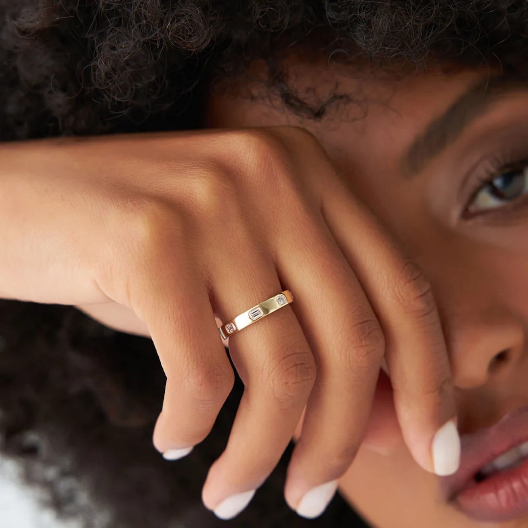 0.85 Ct 14k Emerald Cut Full Eternity Flush Setting Diamond Band - Etsy