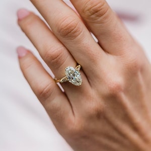 Old Mine 4 Ct Moval Cut Moissanite Engagement Ring , Moval Cut Ring ...