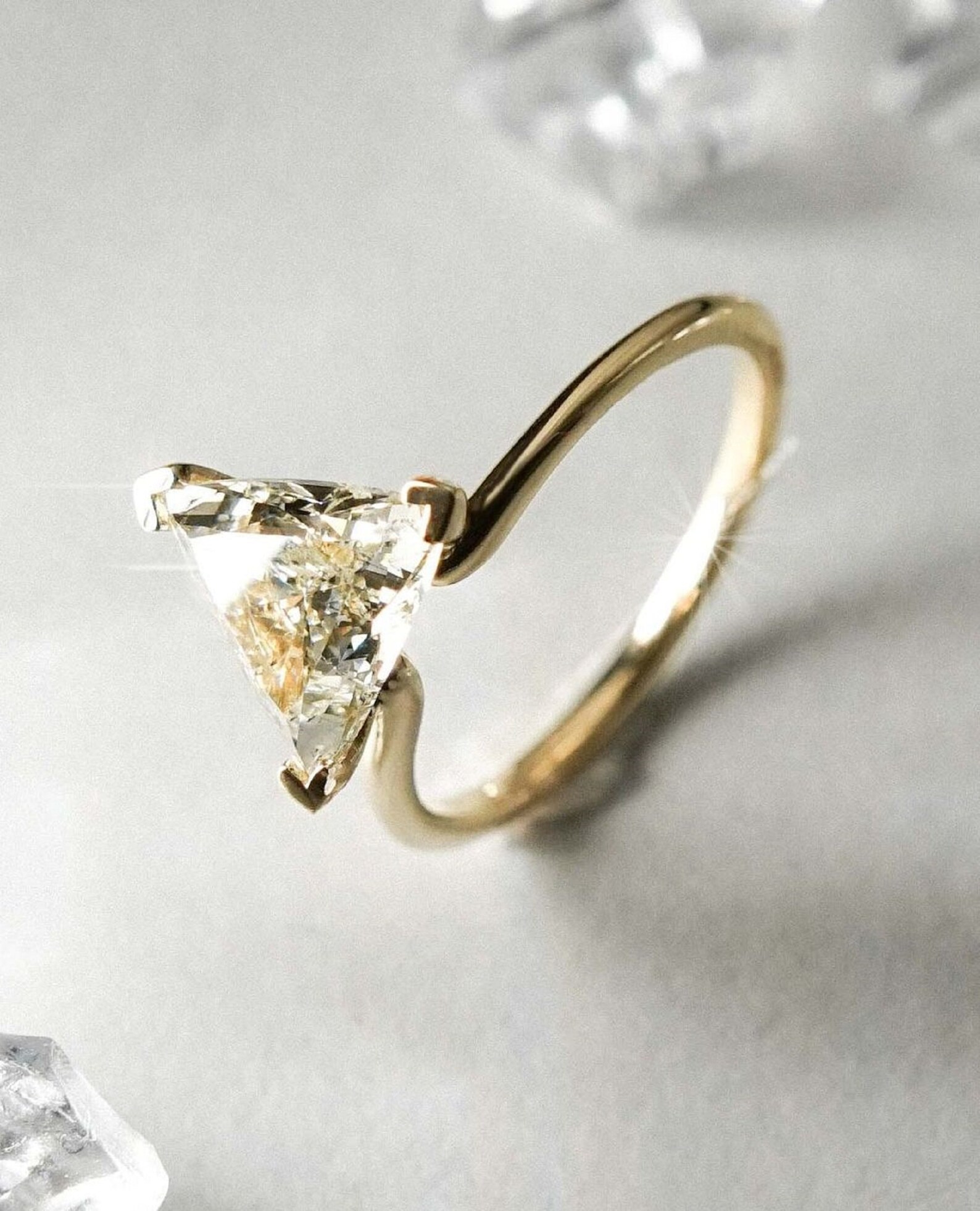 2.20 Ct Trillion Cut Moissanite Engagement Ring, Trillion Cut ...