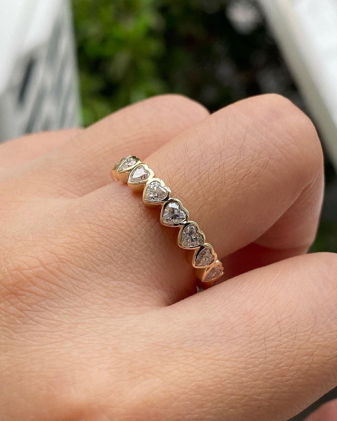 Heart Shape Wedding Band Women Moissanite Band Heart Moissanite ...