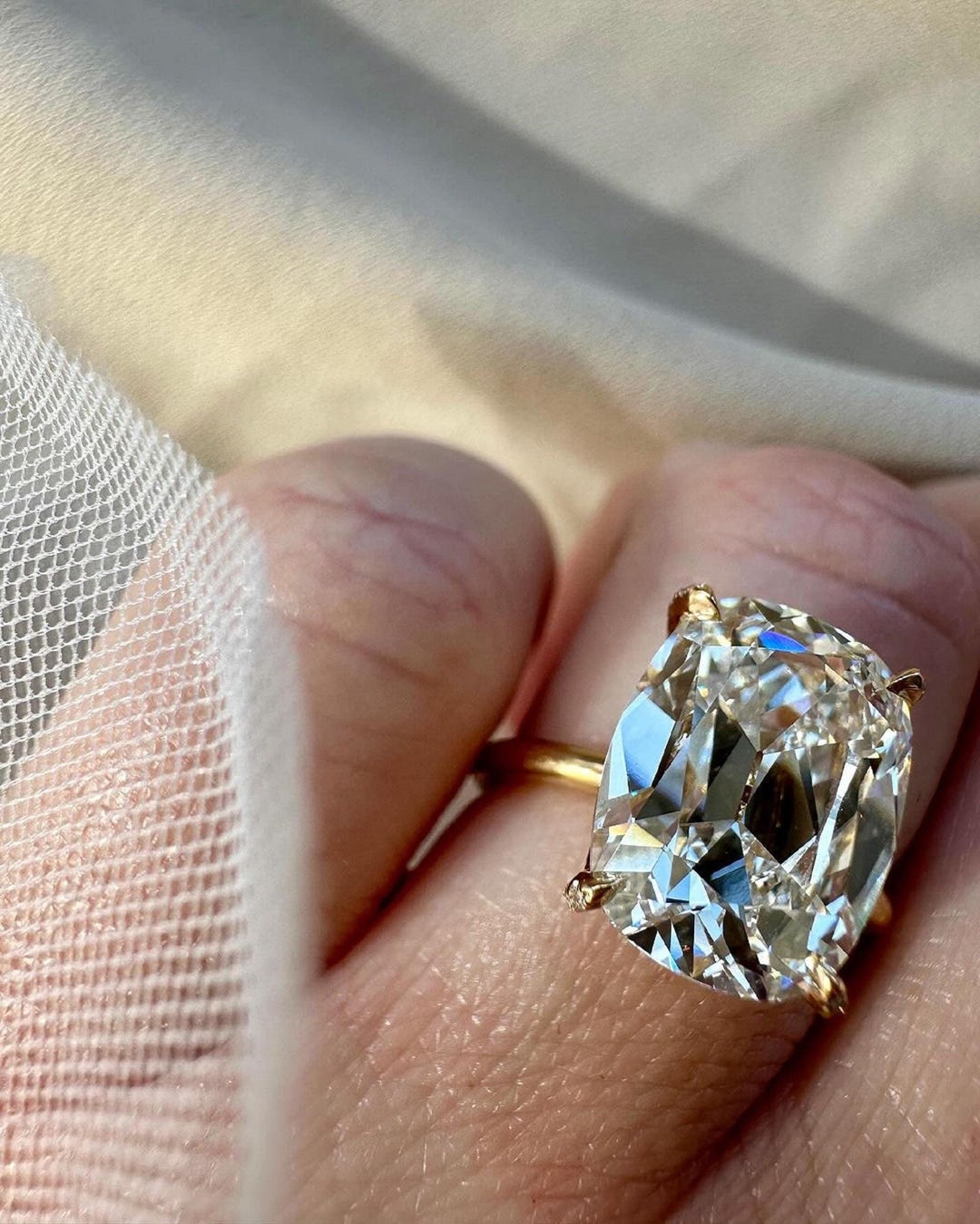 5.20 Ct Old Mine Cushion Cut Moissanite Engagement Ring , Cushion Cut ...