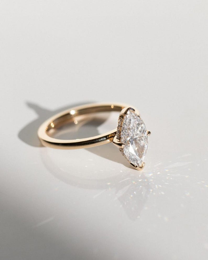 2 Ct Marquise Cut Moissanite Engagement Ring, Wedding Ring, Marquise ...