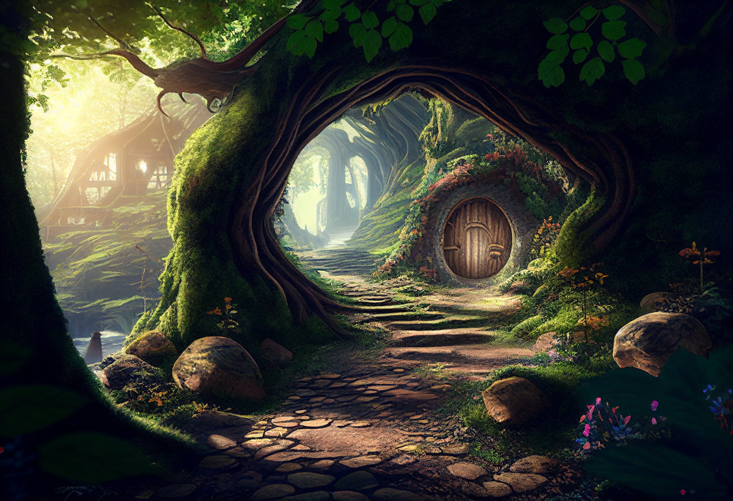 2 Enchanted Mystical Forest Digital Paper Back, Poster Print, Nature ...