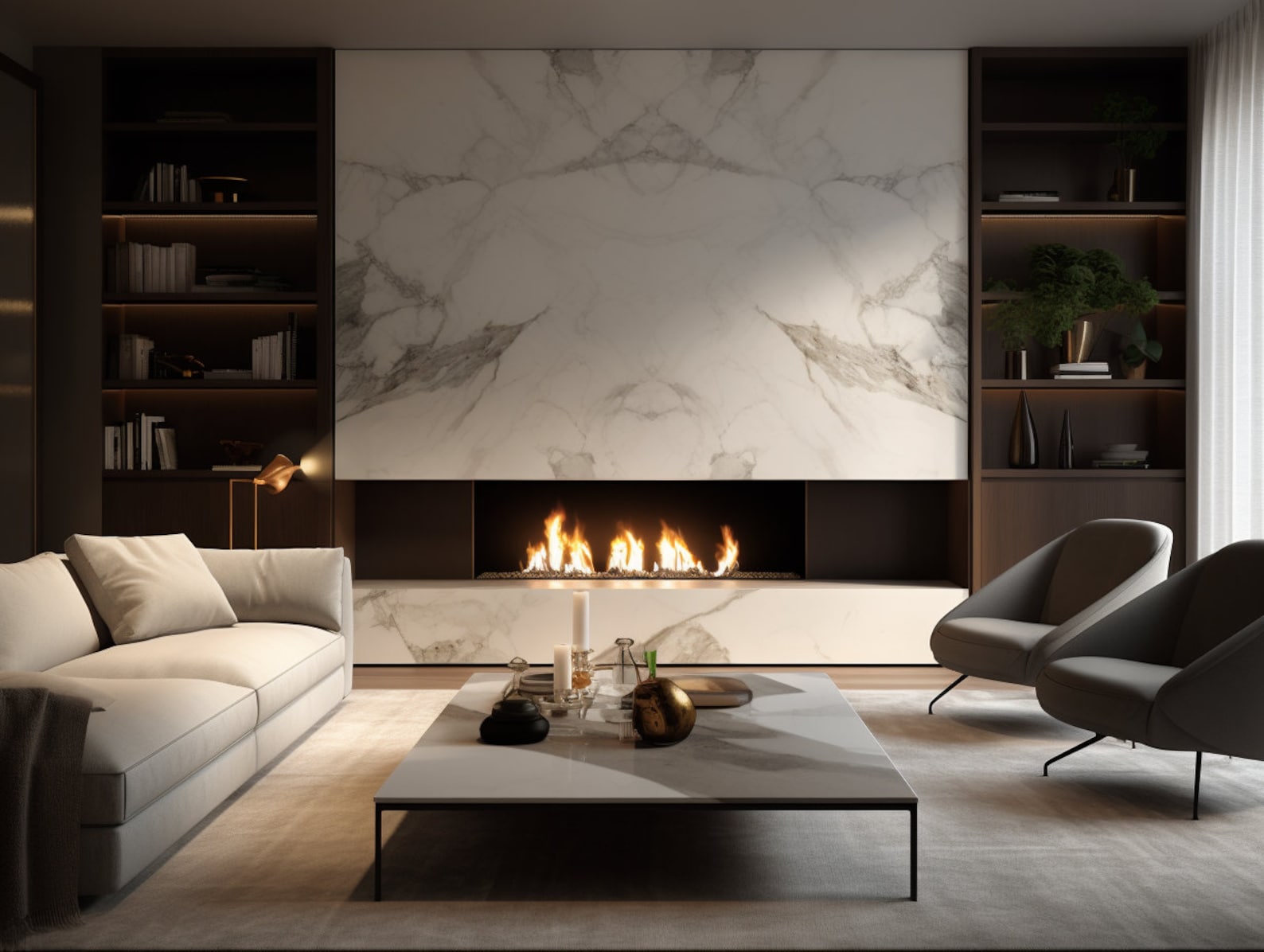 Neutral Minimalist Fireplace Home Virtual Background | Zoom Background ...