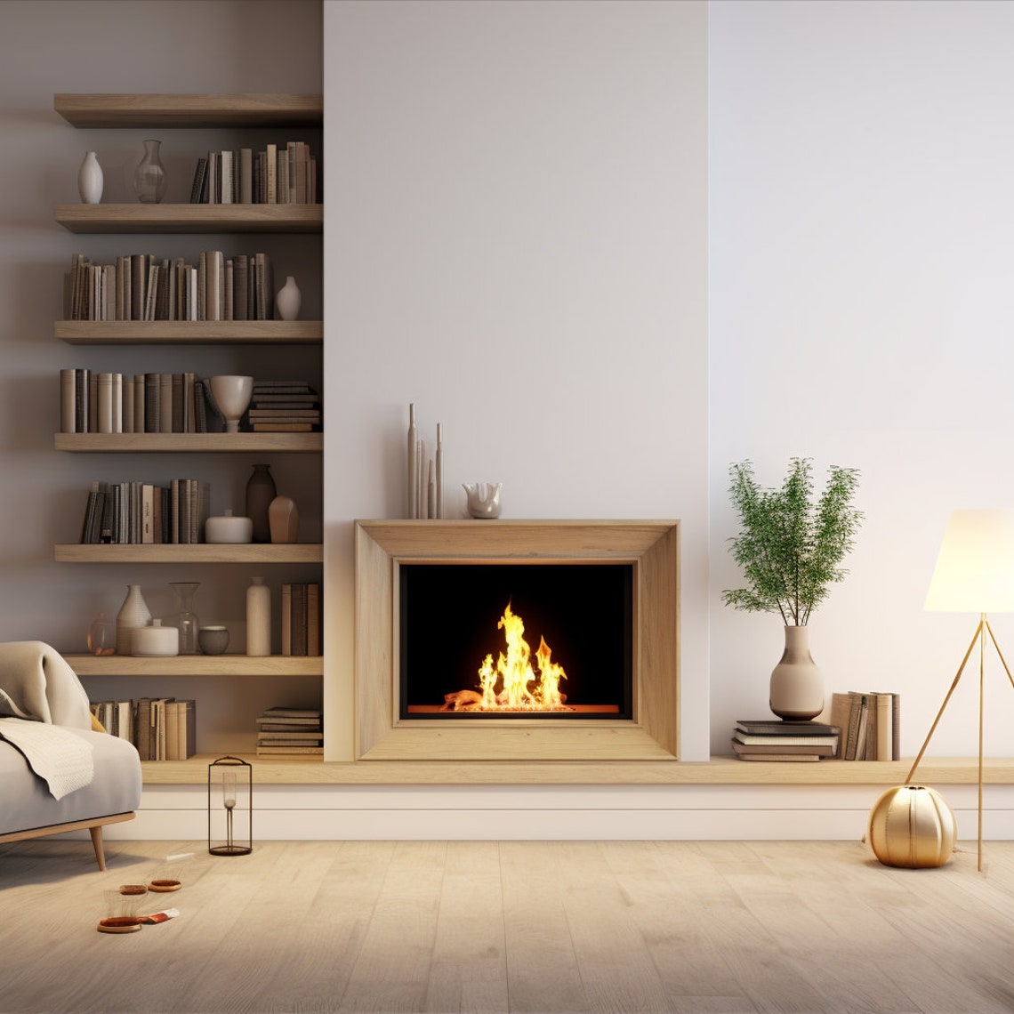 Neutral Minimalist Home Virtual Background | Zoom Background Room ...