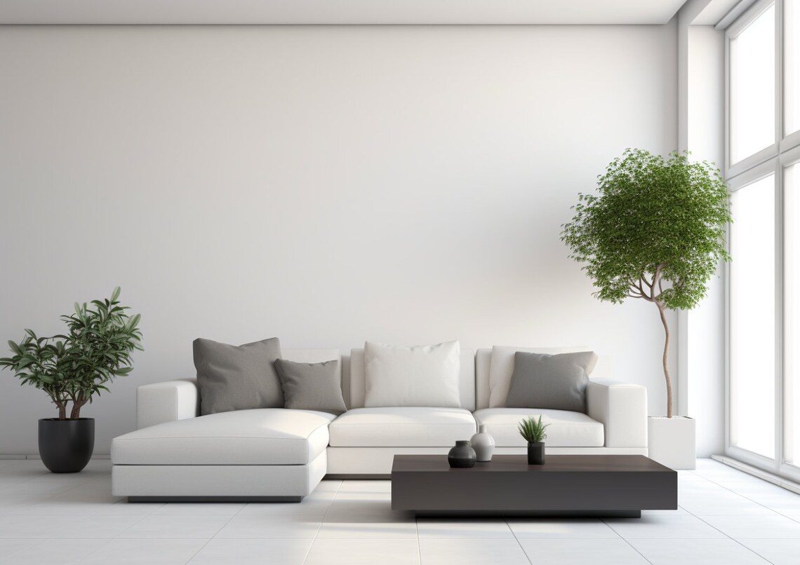 Modern Warm Minimalist Home Virtual Background | Zoom Living Room ...