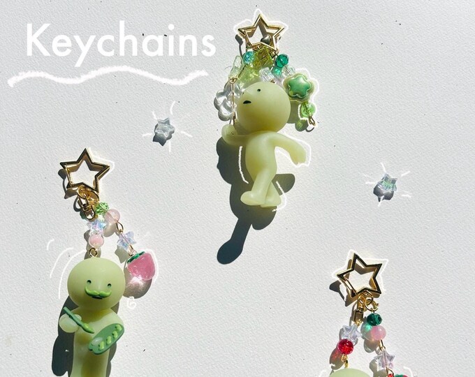 Cute Green Guy With Headphones Charm | Phone Charm | Keychain | Cute ...