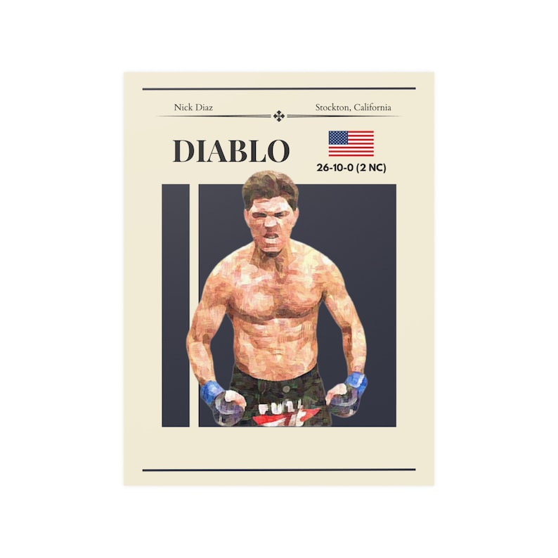 Nick Diaz, UFC Posters, MMA Wall Art, UFC Gifts, Mma Fighter Prints ...