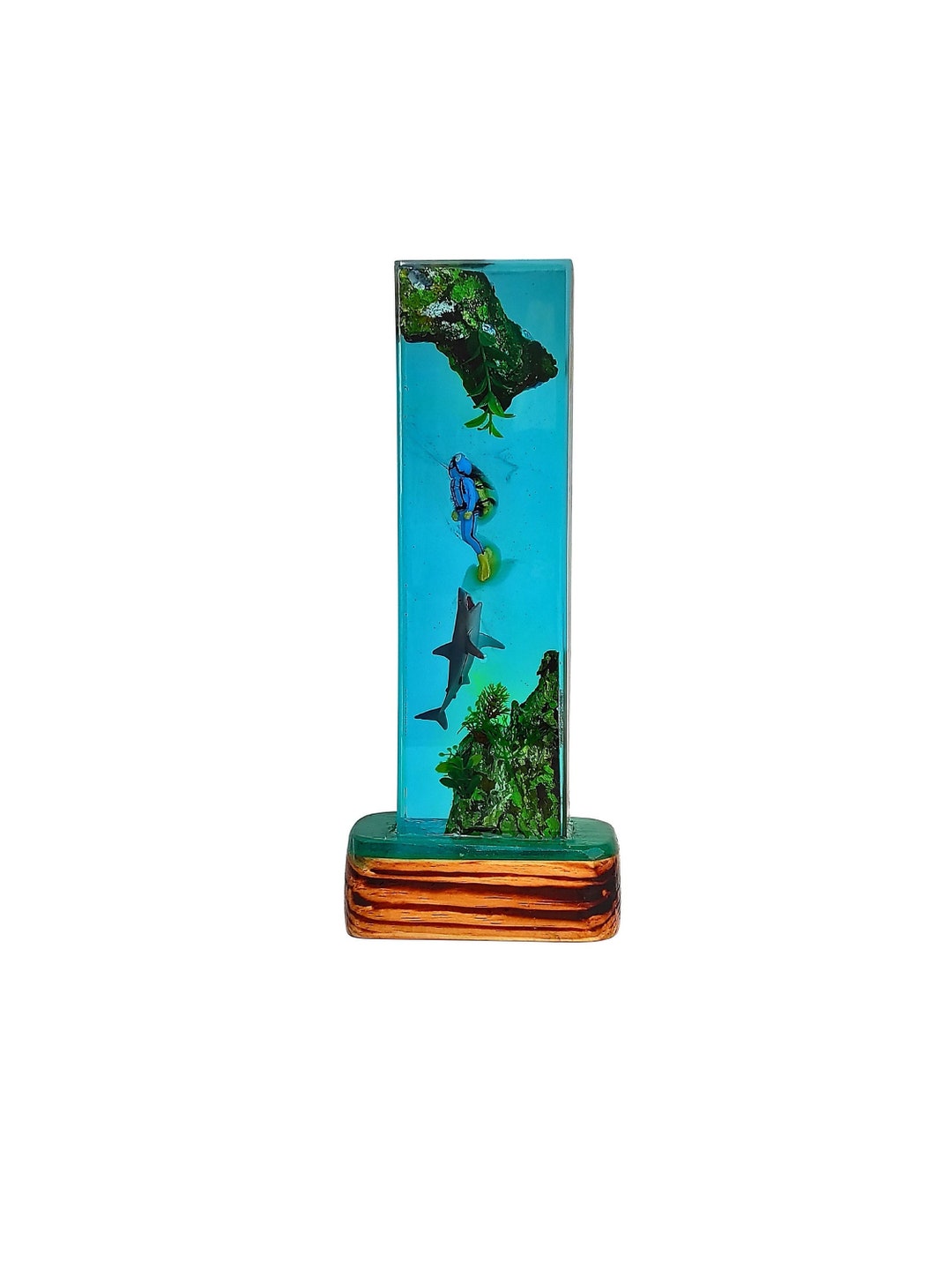 KILLER White Shark Chasing Diver Ocean Diorama With Night - Etsy