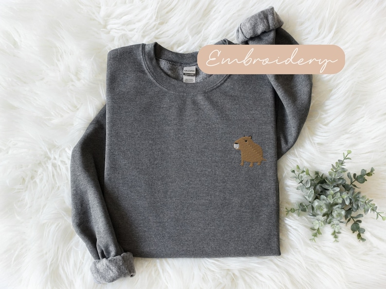 Capybara Sweatshirt, Capybara Gift, Capybara Embroidery Sweatshirt ...