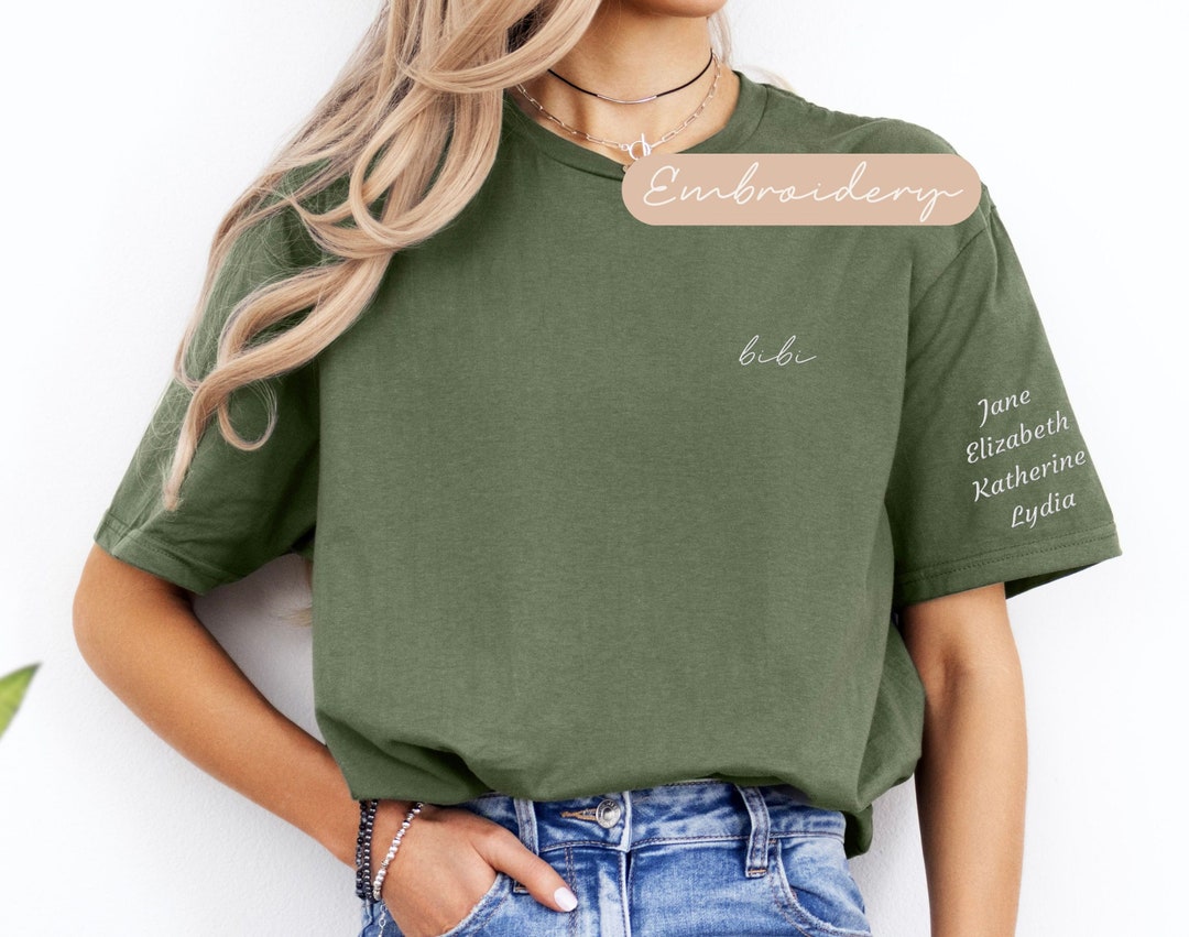 Bibi Shirt Embroidered, Personalized Bibi Tshirt With Names, Bibi ...