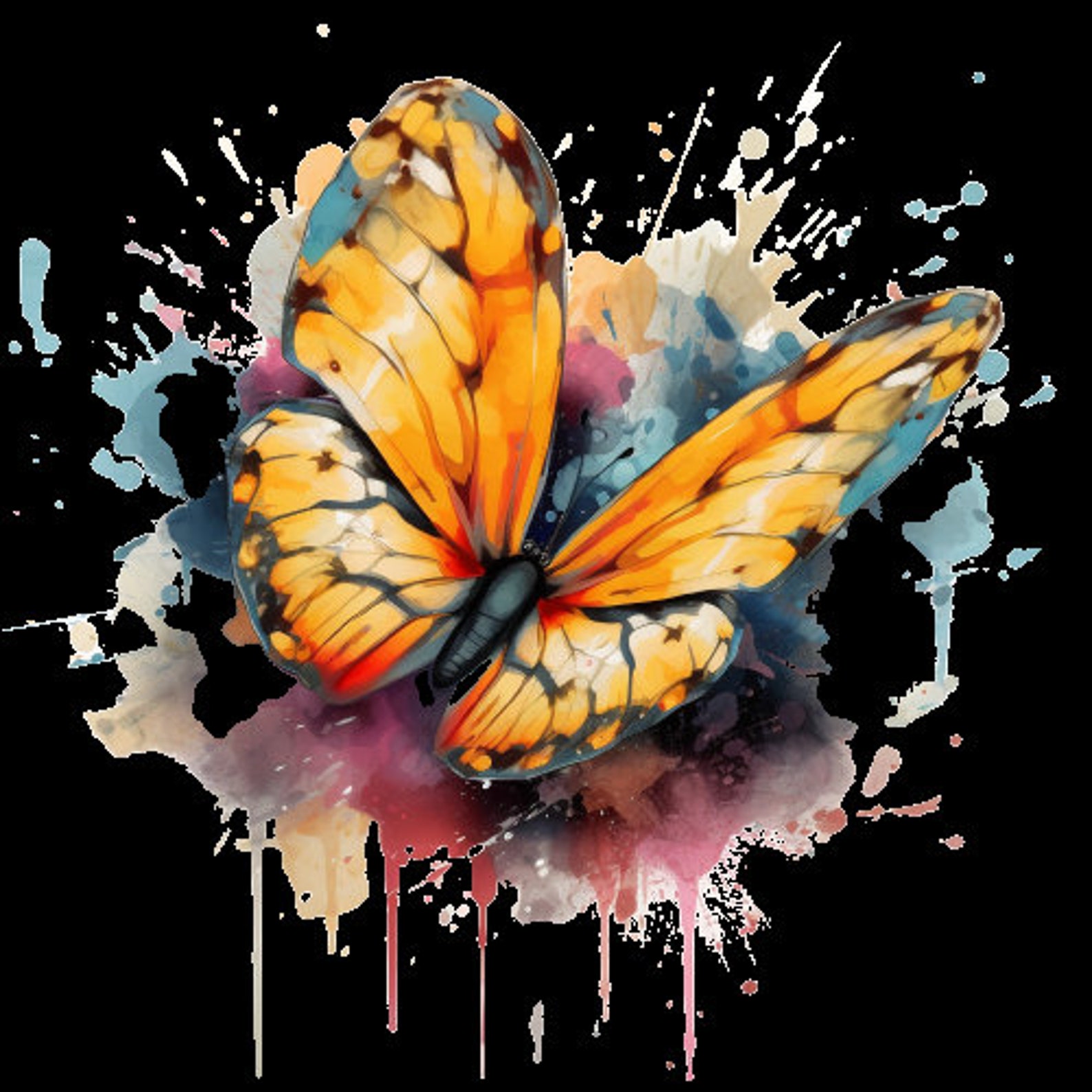 Watercolor Butterfly Clip Art, Digital Download, Vibrant Nature ...