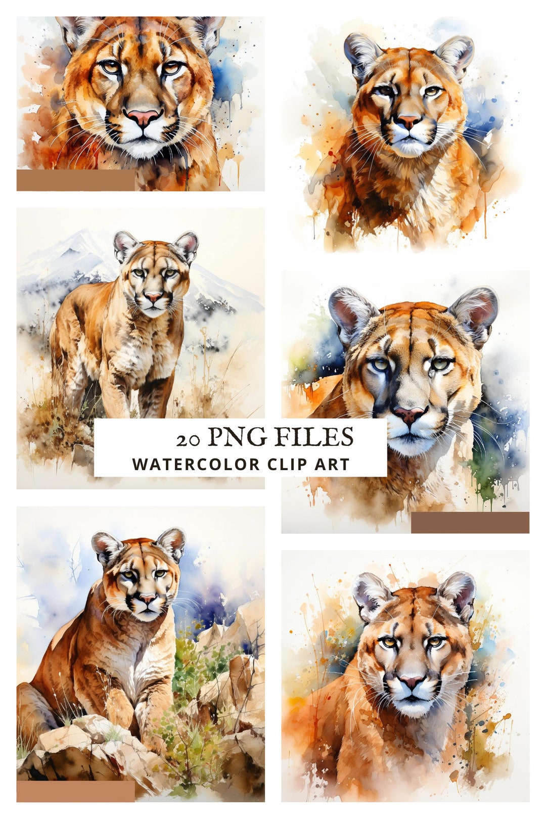 Mountain Lion Art Print - Watercolor Wildlife Wall Art, Nature Inspired ...