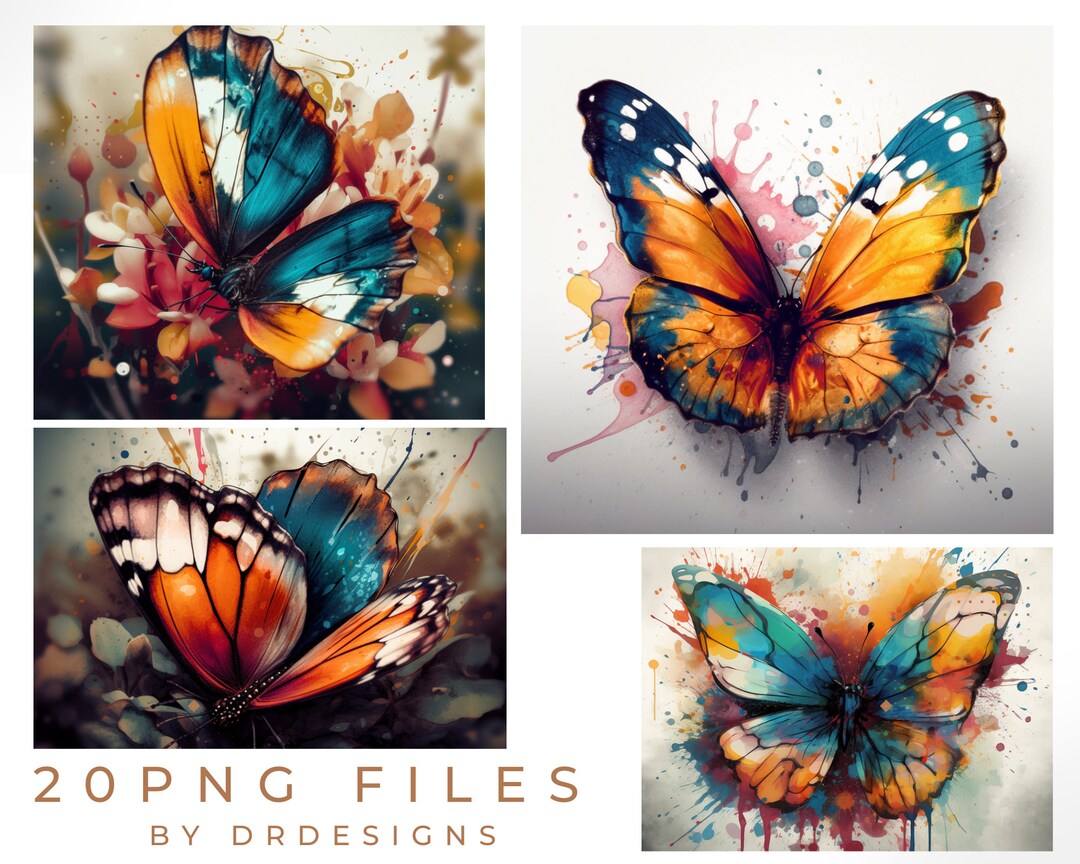 Watercolor Butterfly Clip Art, Digital Download, Vibrant Nature ...