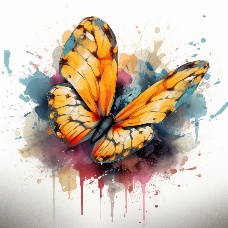 Watercolor Butterfly Clip Art, Digital Download, Vibrant Nature ...