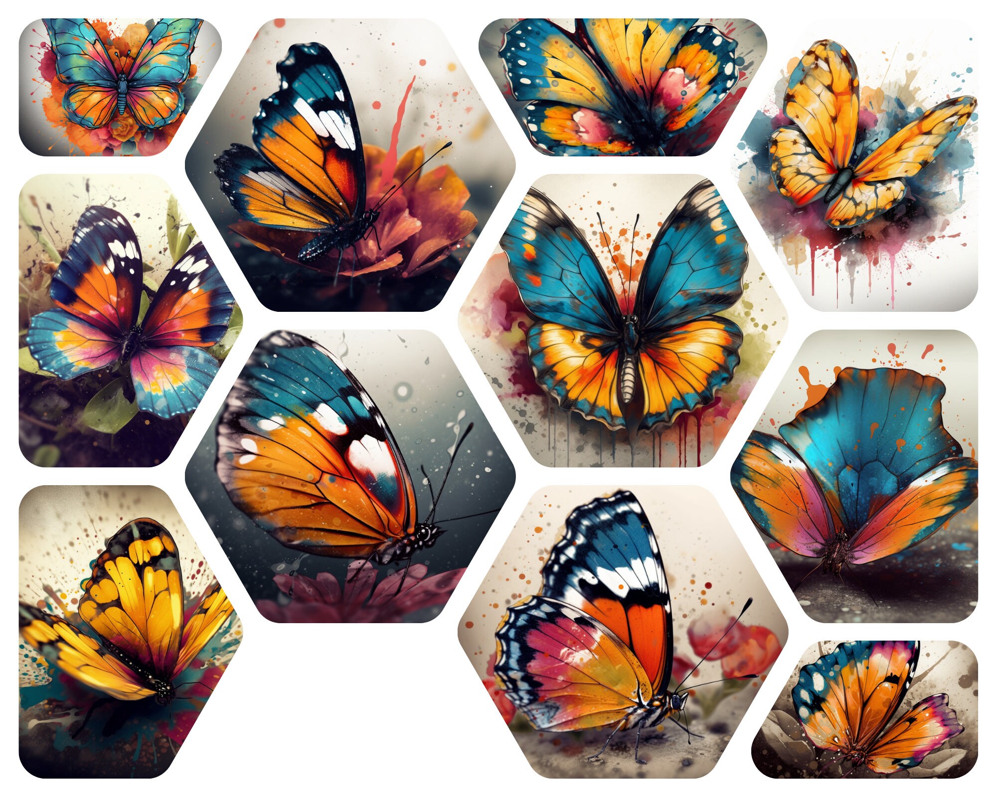 Watercolor Butterfly Clip Art, Digital Download, Vibrant Nature ...