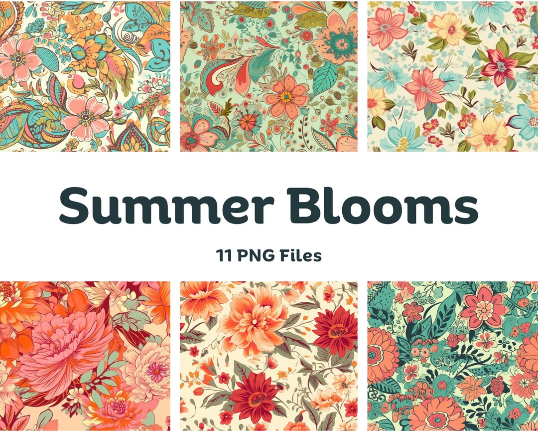 Summer Blooms: Digital Floral Patterns - Etsy