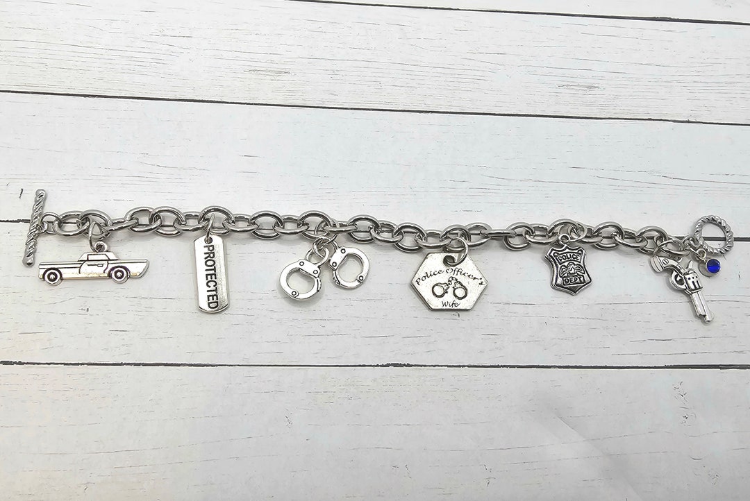 Silver Law Enforcement/police Officer Charm Bracelet - Etsy