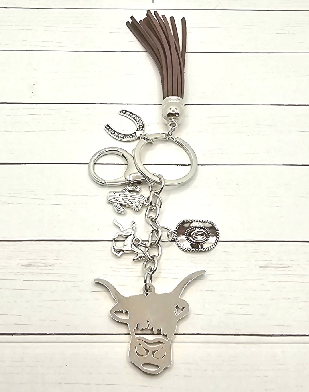 Western Highland Cow Head Keychain - Etsy